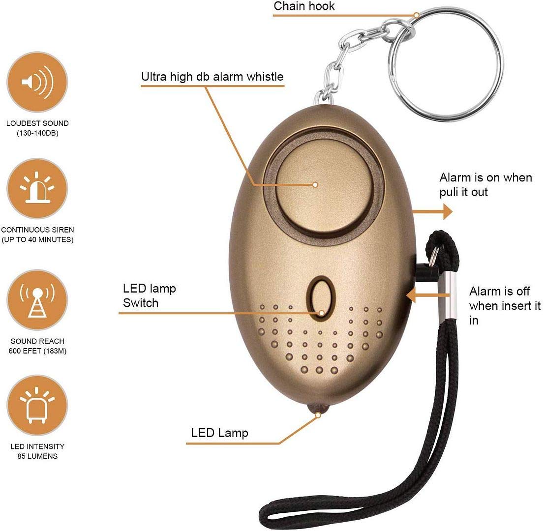 KOSIN Safe Sound Personal Alarm, 5 Pack 140DB Personal Security Alarm Keychain with LED Lights, Emergency Safety Alarm for Women, Men, Children, Elderly