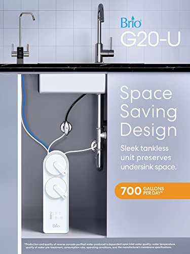 Brio Reverse Osmosis Water Filtration System, 700 GPD, 2:1 Pure to Drain, Tank-Less, Under Sink Faucet Mount