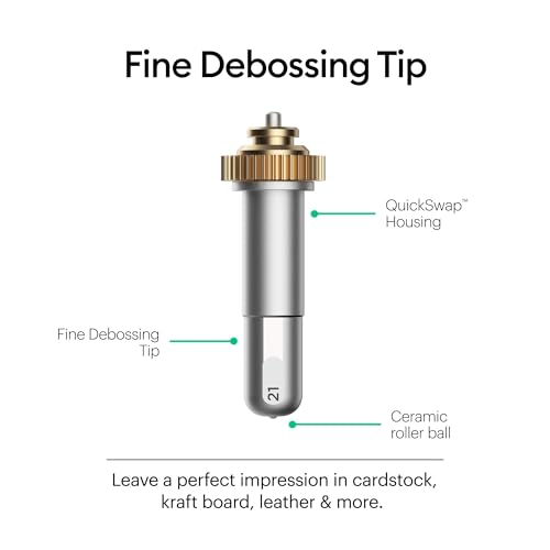 Cricut Fine Debossing Tip + QuickSwap Housing, Tip with Rolling Debossing Ball, Deboss Designs on Thick Foil, Cardstock & More, For Personalized Crafts, Compatible with Cricut Maker Cutting Machine