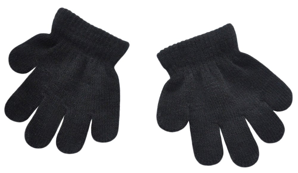 BaiX Toddler Winter Knitted Writing Gloves, Black - 1-3 Years