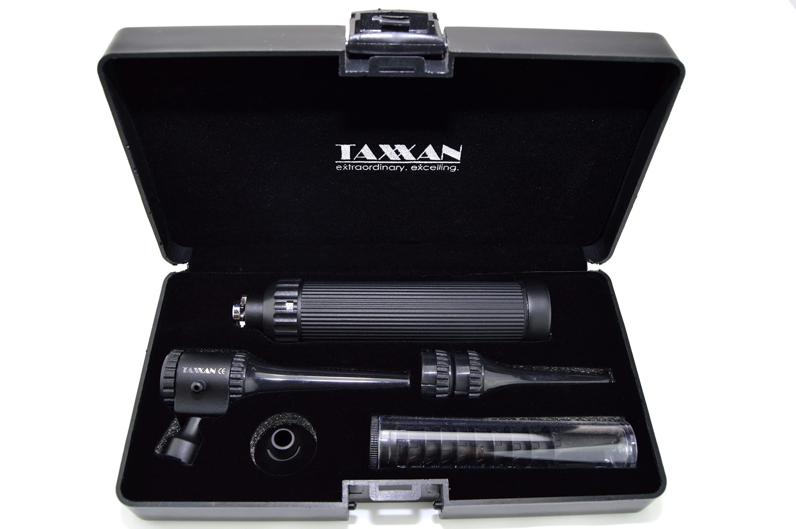 TAXXAN Veterinary Black Otoscope ENT Diagnostic Set with Metal Adapter to USE Standard Disposable Speculum …