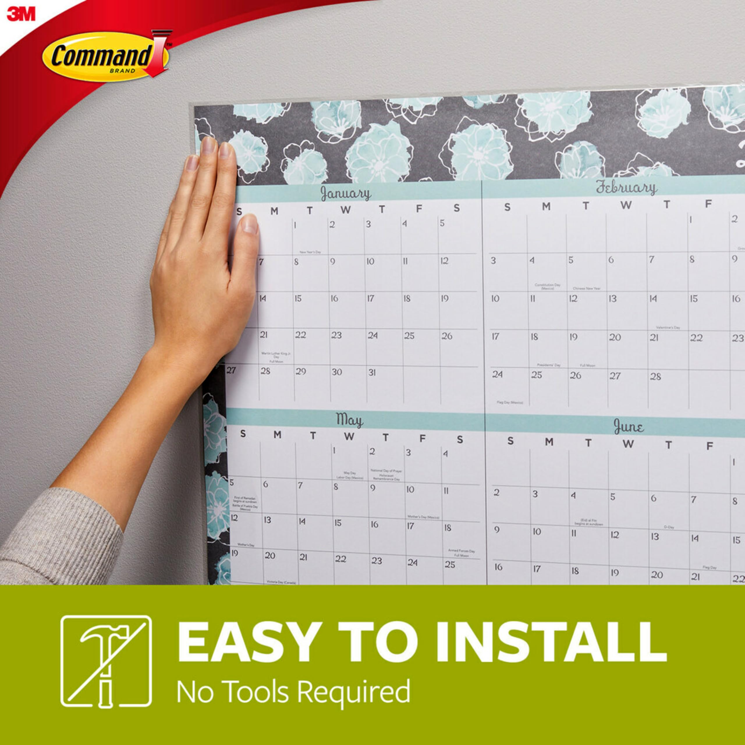 Command Poster Strips, Damage Free Hanging Poster Hangers, No Tools Wall Hanging Strips for Posters, 60 White Command Adhesive Strips
