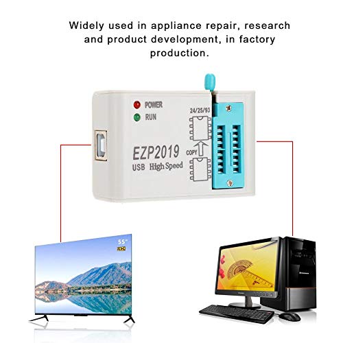 Automatically Identified Small High Speed USB SPI Programmer, Detected High Speed Programmer, ABS+Metal Easy to Carry for 25 Flash 93 EEPROM Block 24 EEPROM
