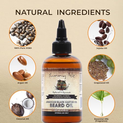 Sunny Isle Jamaican Black Castor Oil Beard Oil, 4 Fl Oz