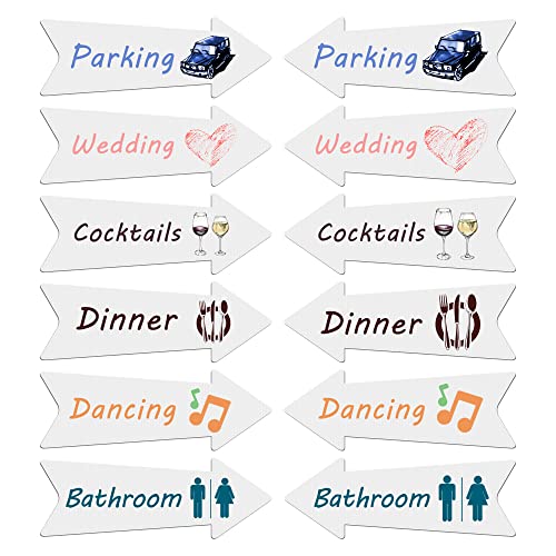 Blank Arrow Signs with Stakes 3 Pack 17 x 6 Inches Wedding Directional Yard Signs with Stakes, This Way Arrow Yard Signs Birthday Party Signs Arrow