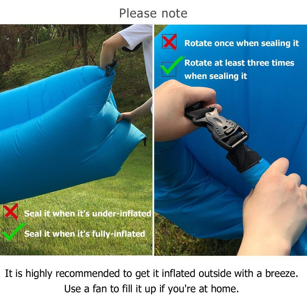 Beiruoyu Inflatable Lounger Air Chair Sofa Bed Sleeping Bag Couch for Beach Camping Lake Garden (Green02)
