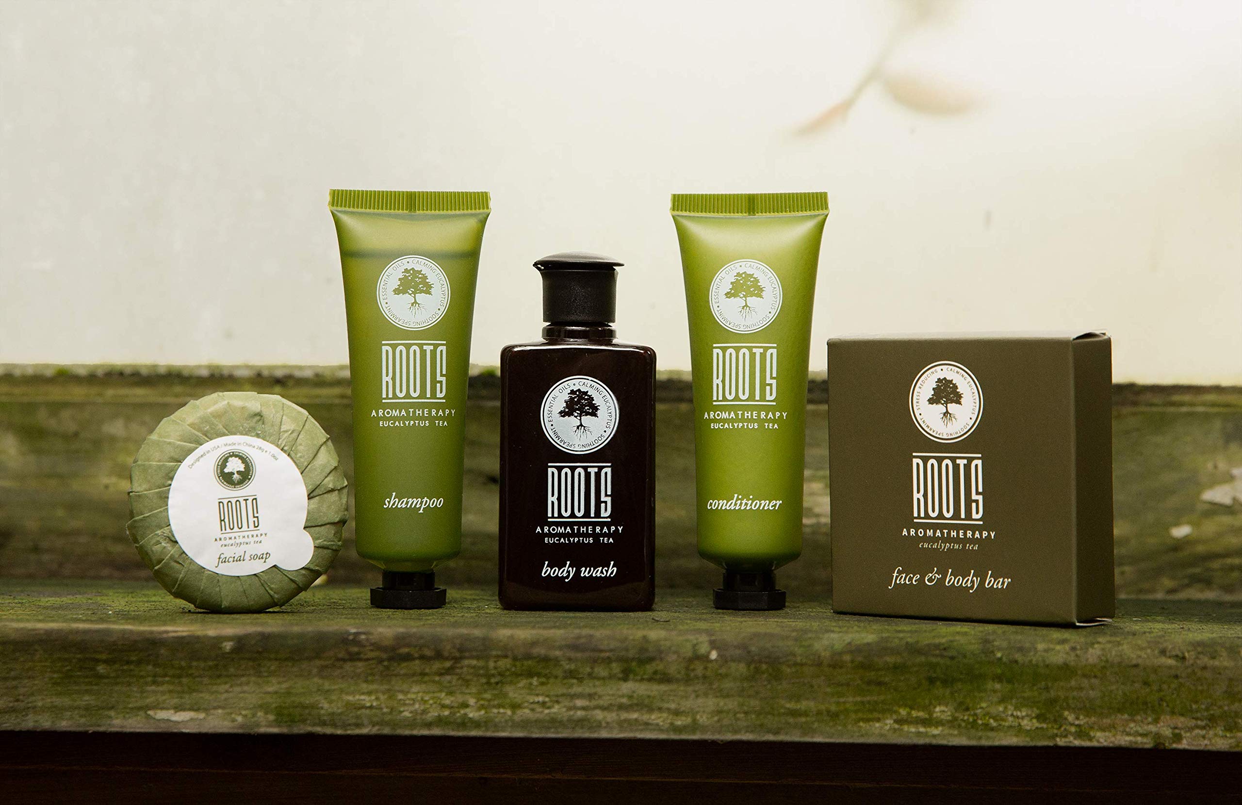 ROOTS AROMATHERAPY Conditioner 1.5floz/45mL Travel Size Hotel Bulk Pack (Eucalyptus Tea fragrance) Toiletries for Bathroom, Guests, Hotels, Motels, and Lodging (30 pack)