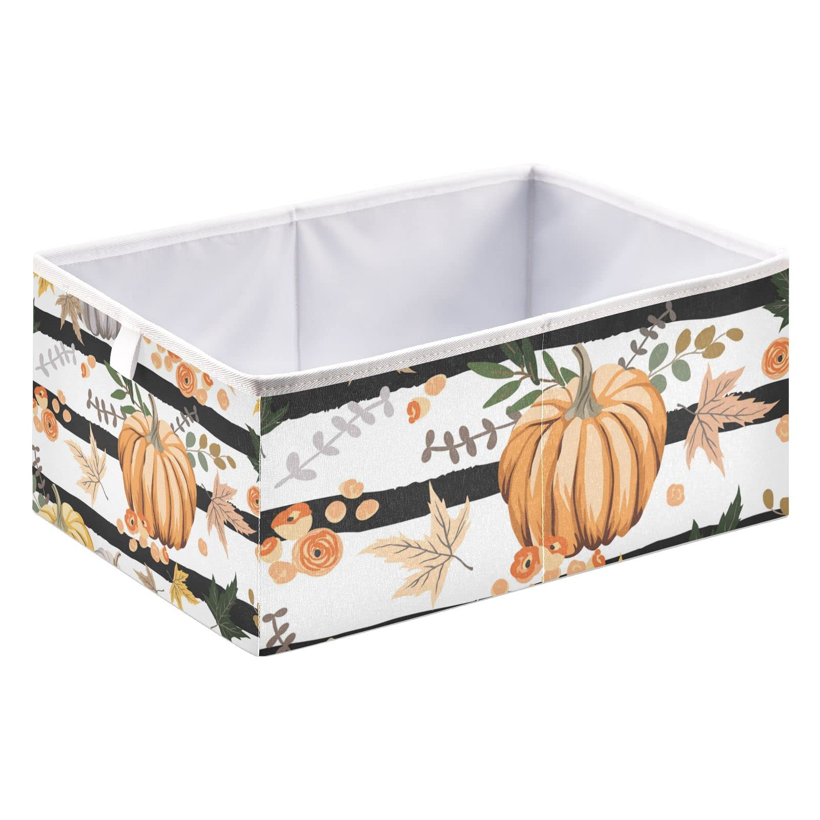 Autumn Fall Pumpkins Thanksgiving Day Storage Basket Storage Bin Rectangular Collapsible Toy Bins Empty Gift Baskets Organizer for Boys Girls Toys