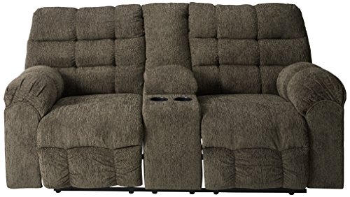 Signature Design by Ashley Acieona Oversized Manual Reclining Loveseat with Center Console & Cup Holders, Dark Gray