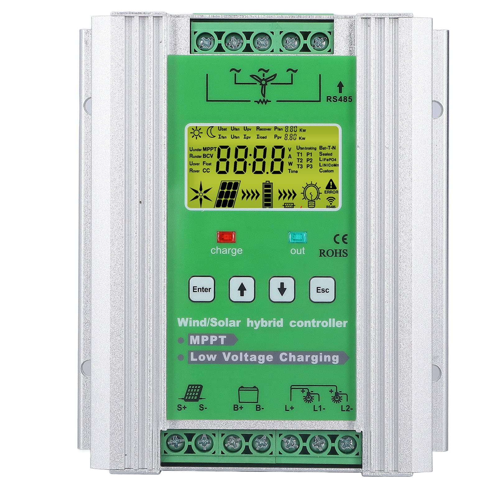 Battery Off Grid Controller, Wind Turbine Solar Hybrid, MPPT Charge Boost Controller, 400W Solar Wind Hybrid Charge Regulator 12V/24V Auto Identification System Voltage, Wind Turbine Generator ve
