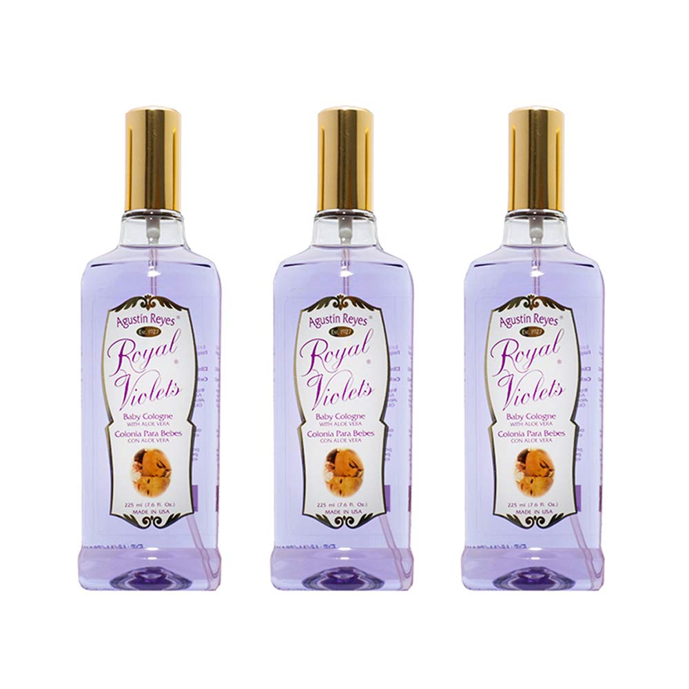 Royal Violets Baby Cologne. Clean, Mild and Long Lasting Fragrance. With Aloe Vera. 7.6 Fl Oz / 225 ml. Pack of 3