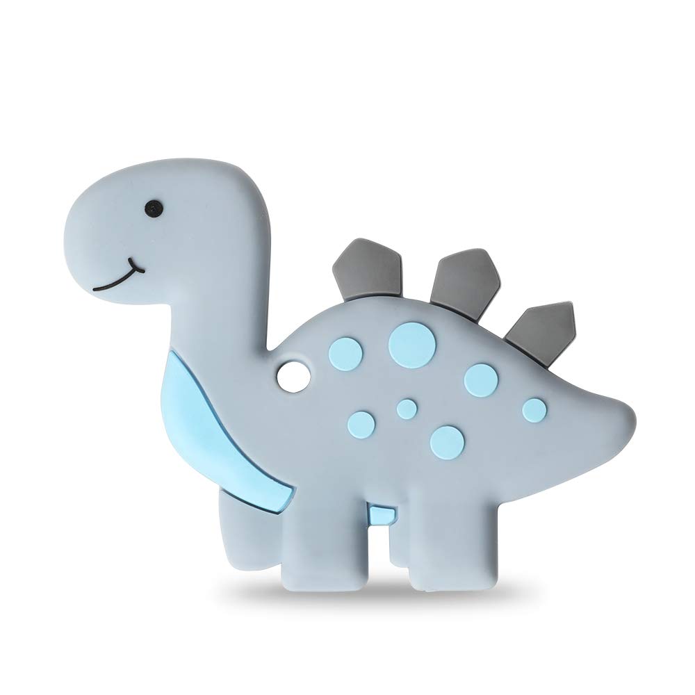 Baby Dinosaur Teething Toys,BPA Free Food Grade Silicone Teether,Highly Effective Pain Relief for Boy and Girl,Freezer Safe Teething Egg (Gray)