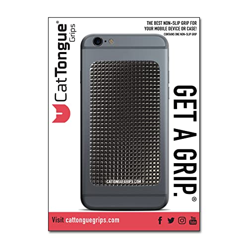 Non-Abrasive Cell Phone Grip by CatTongue - 2.25β x 4β Non Slip Grip for Smartphones Compatible with iPhone and Android, Universal Grip with No Added Bulk (Kitty Cat, Midnight)