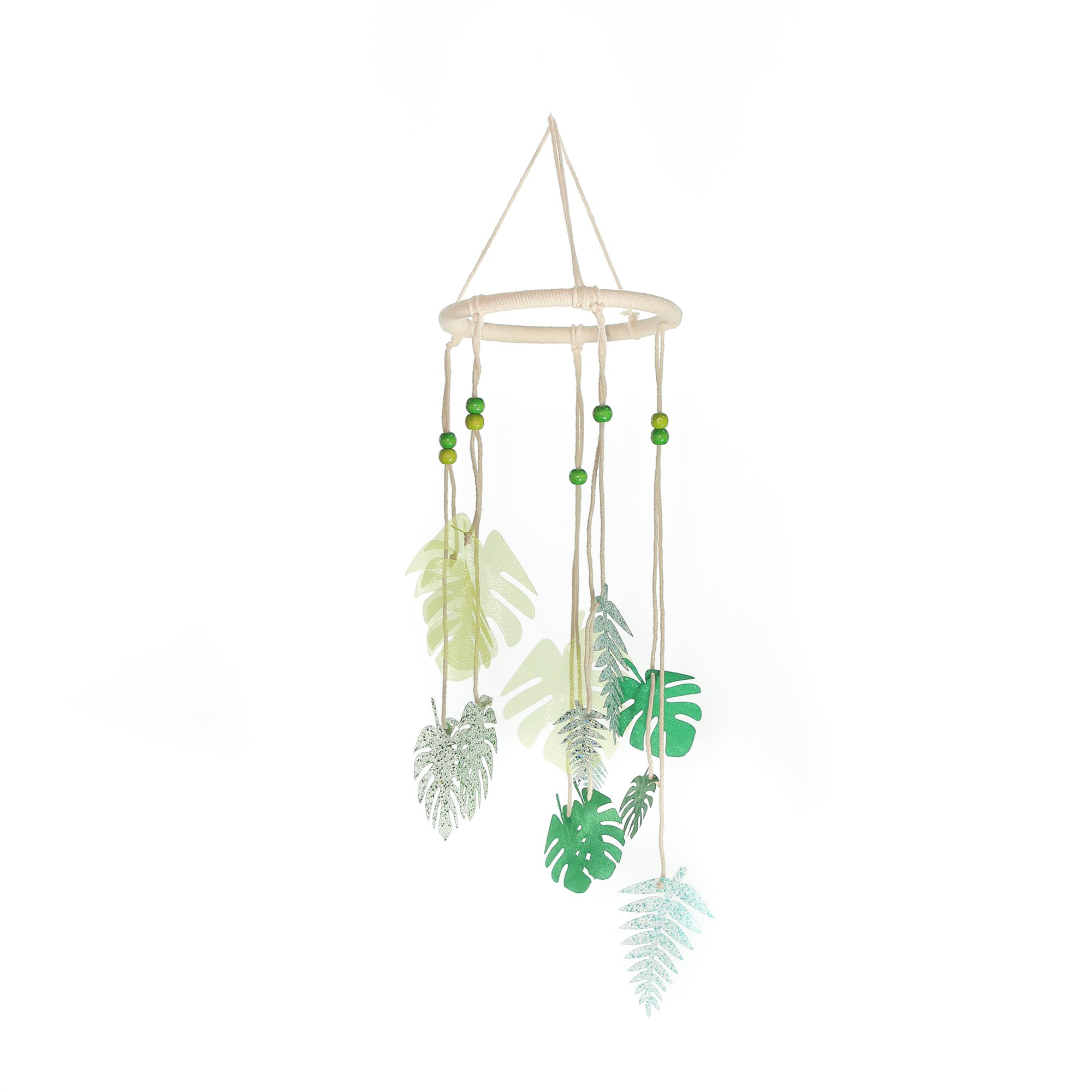 Roser Life Hanging Mobile Art⎮Baby Mobile⎮Sky Mobile⎮Eclectic Decor⎮Handmade Nursery Crib Boy Girl Kids Infant Adult Ceiling Home Outdoor Garden Green Tropical Leaf Leaves Decorations (Pack of 1)