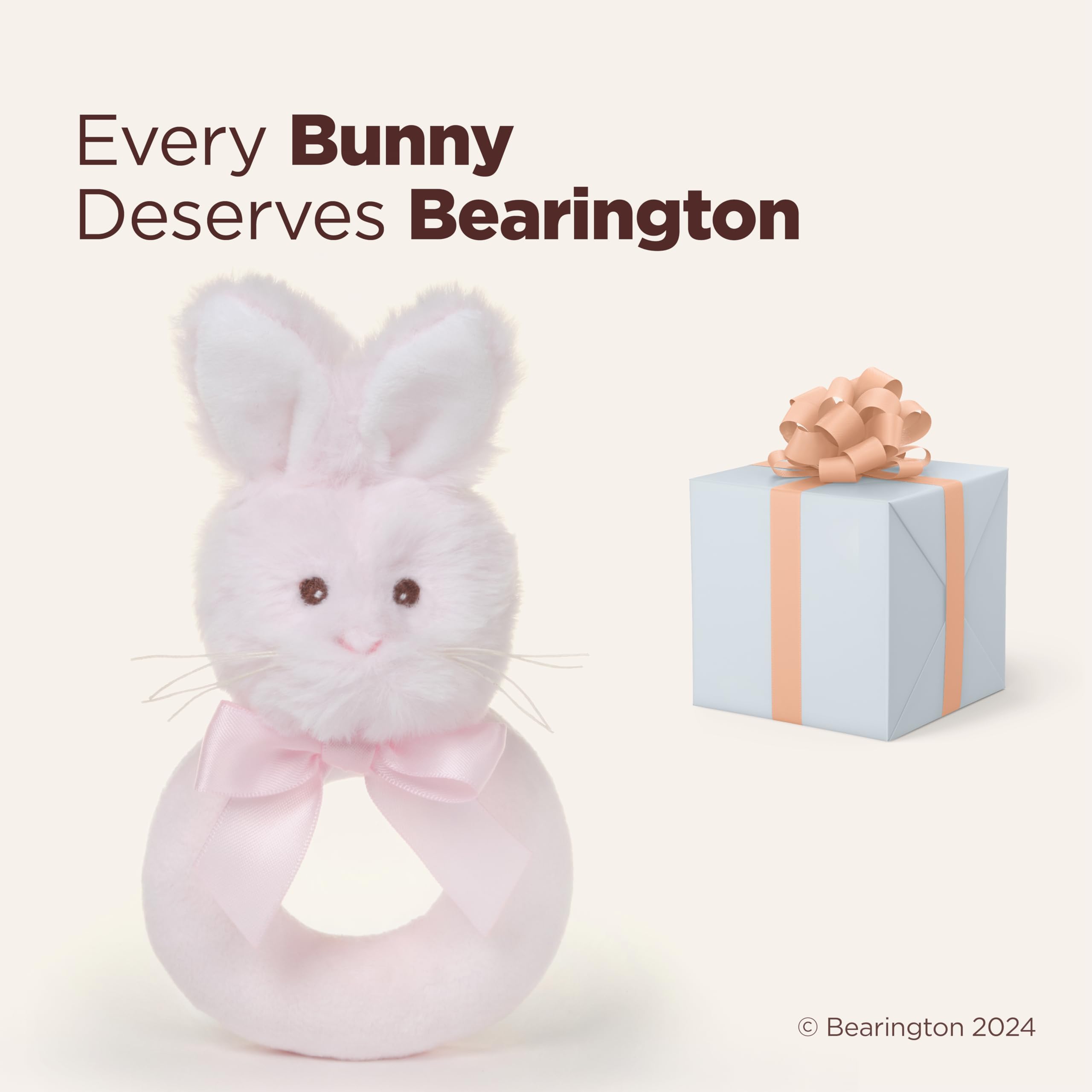 Bearington Baby Lil’ Bunny, 5.5 Inch Pink Soft Stuffed Easter Bunny Rattle, Baby Easter Gifts