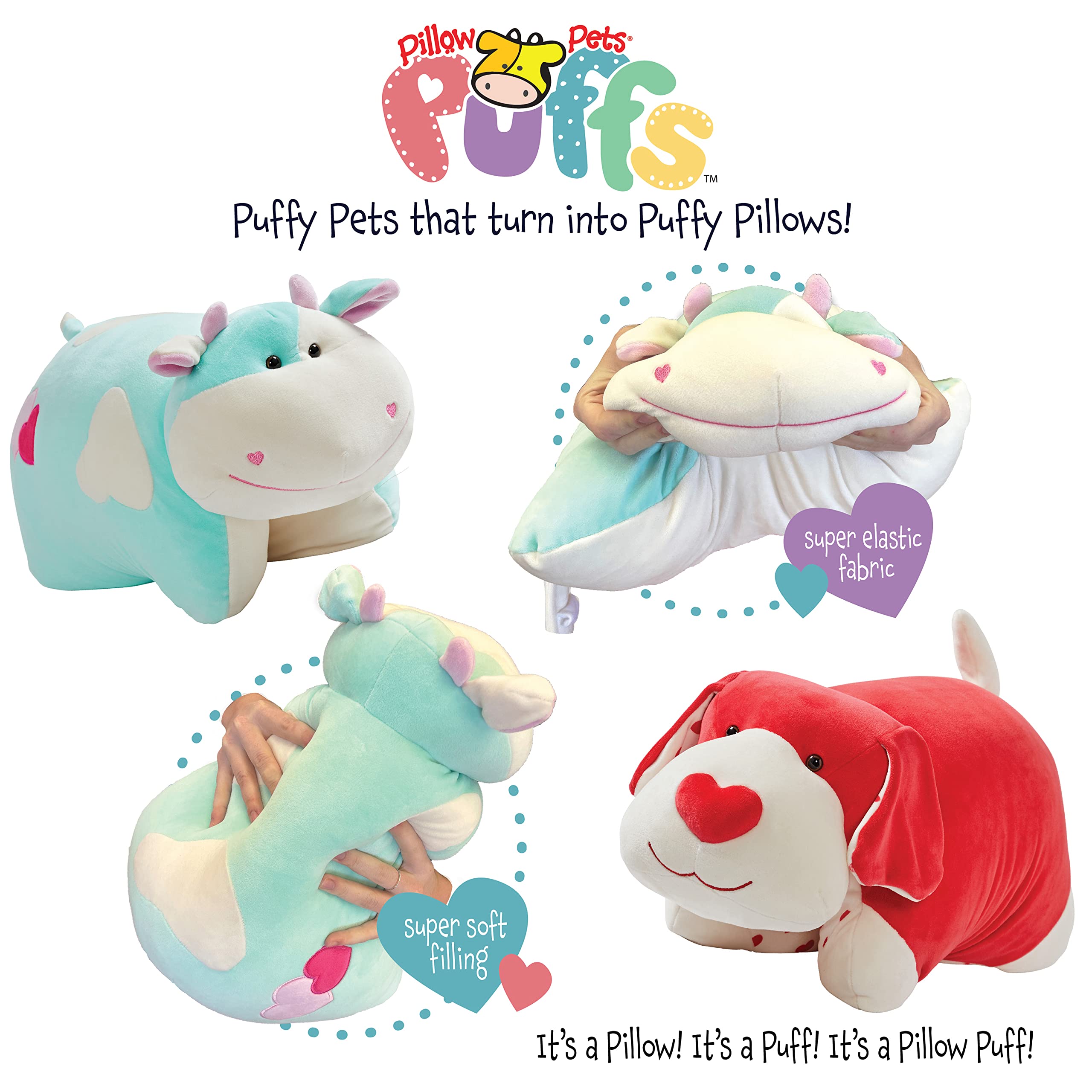 Pillow Pets Carly Cow Puff Plush Stuffed Animal Toy