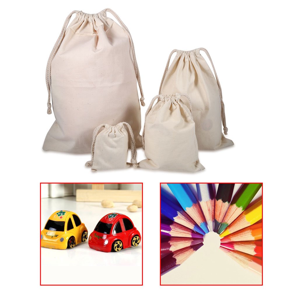 Cotton Laundry Bag, Heavy Duty Large Laundry Bag Laundry Bags with Drawstring 4 Sizes Large Capacity for Laundry, Storage Save Space Make Your House Keep Neat(10 * 12cm)