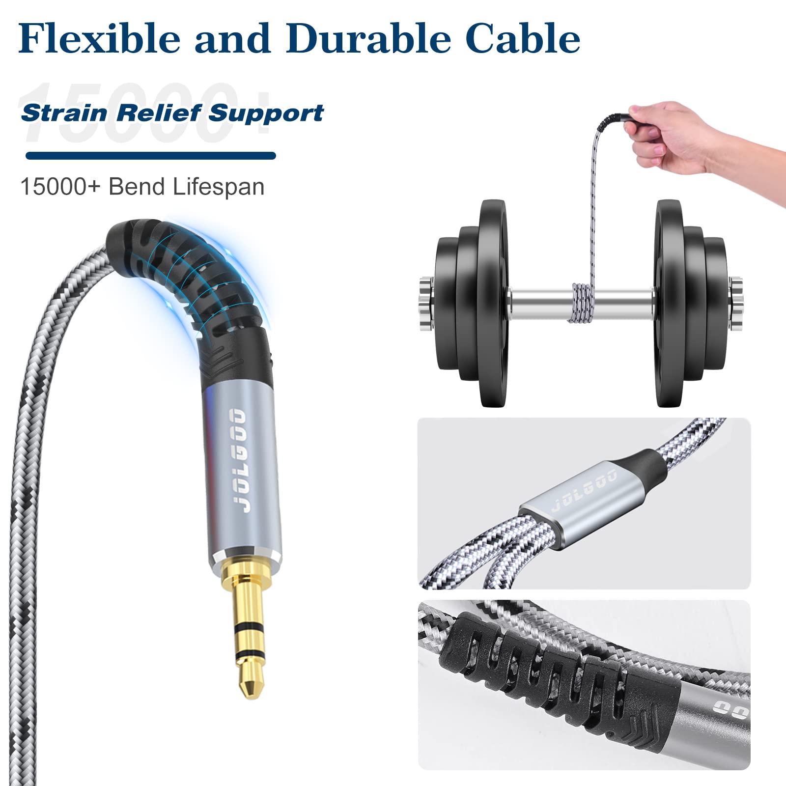 JOLGOO Dual XLR Female to 3.5 mm TRS Stereo Microphone Cable, 2 XLR Female to 1/8 inch TRS Stereo Y Splitter Patch Cable, 10 Feet