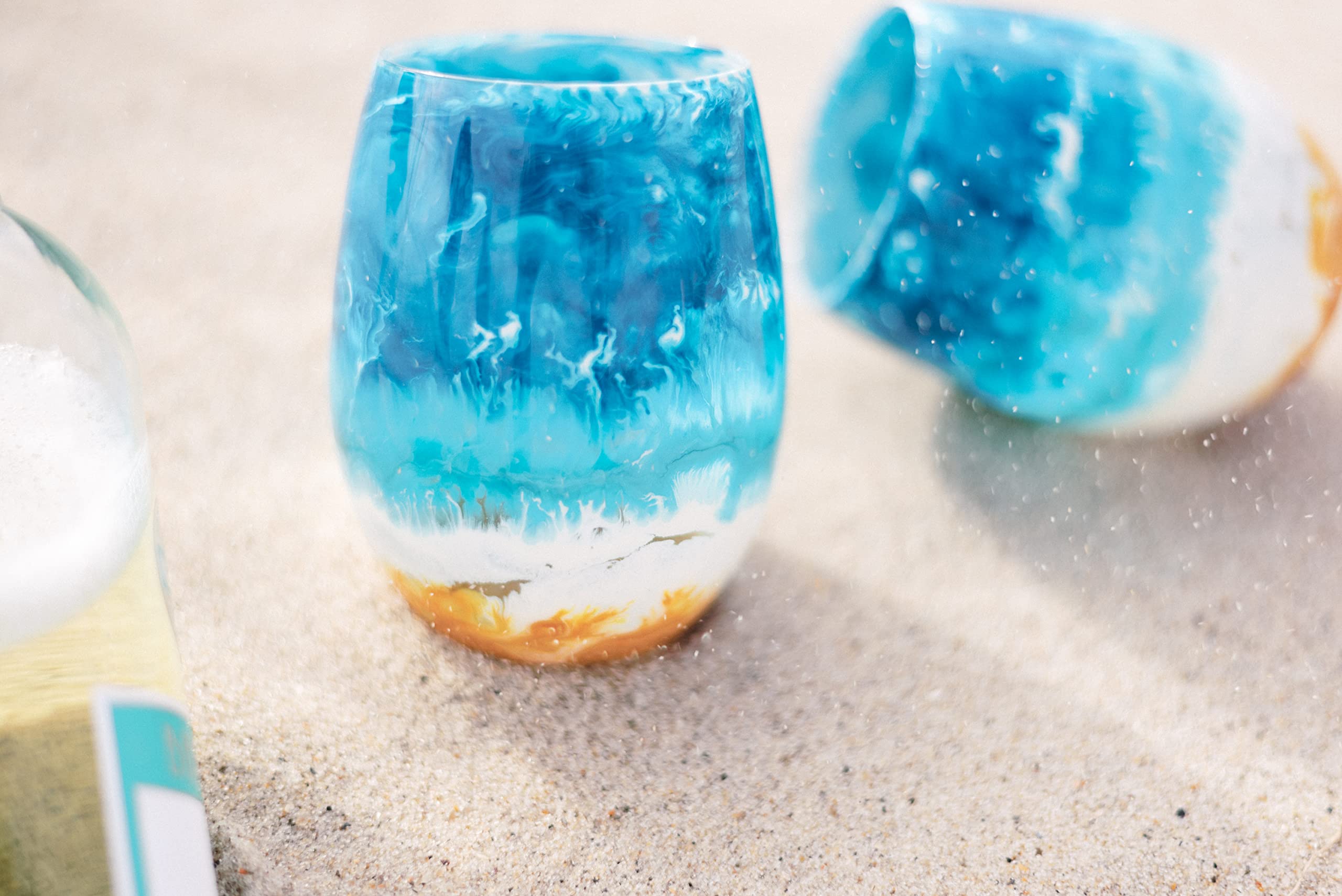 Beach Themed Wine Glass Gift For Mom, Destination Wedding Stemless Wine Glass Gift For Her