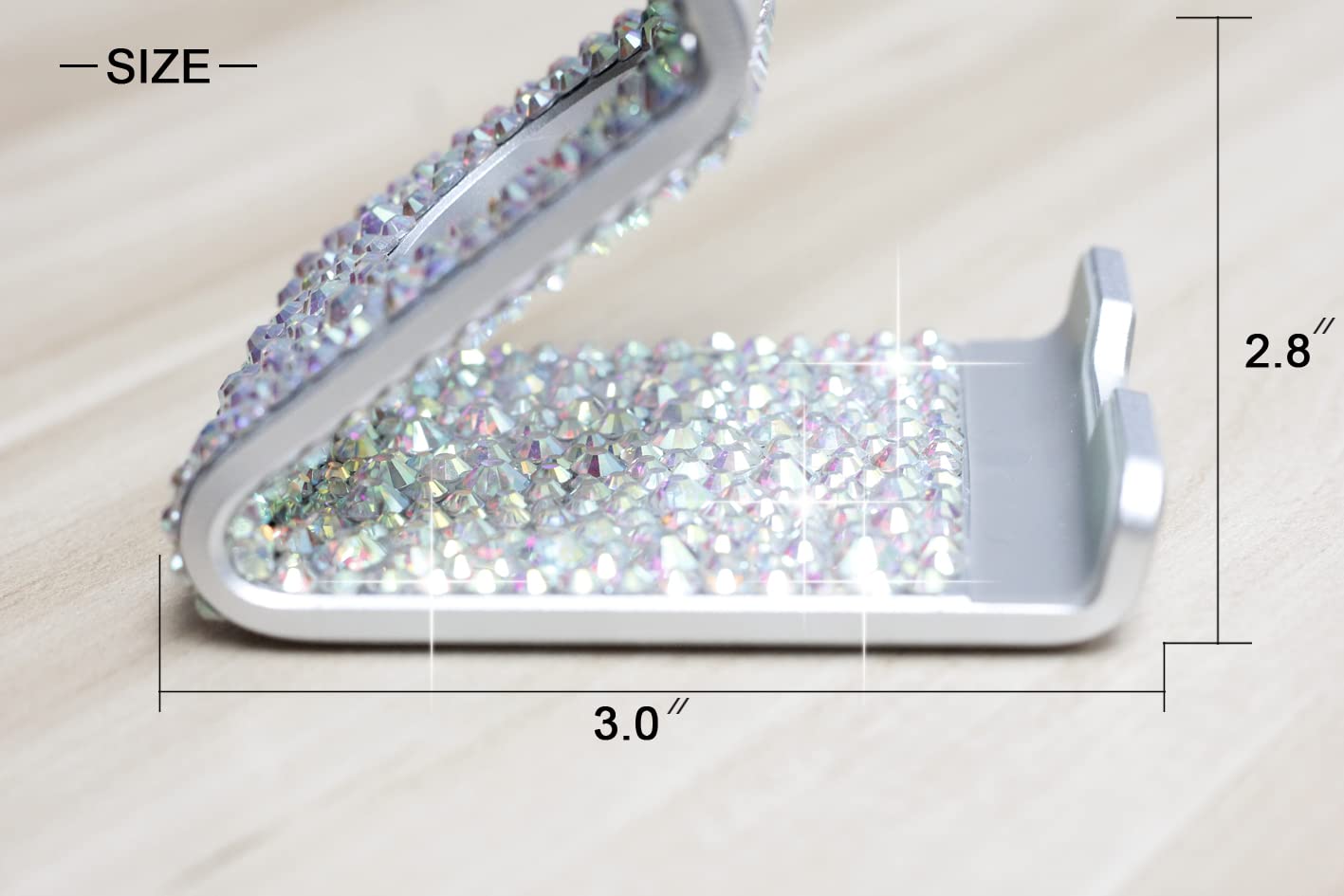 CARCHILE S3 Bling Rhinestones Crystal Cell Phone Stands, Phone Holder for Desk, Phone Desktop Holder Stand Compatible with iPhone IPAD Samsung (Silver)