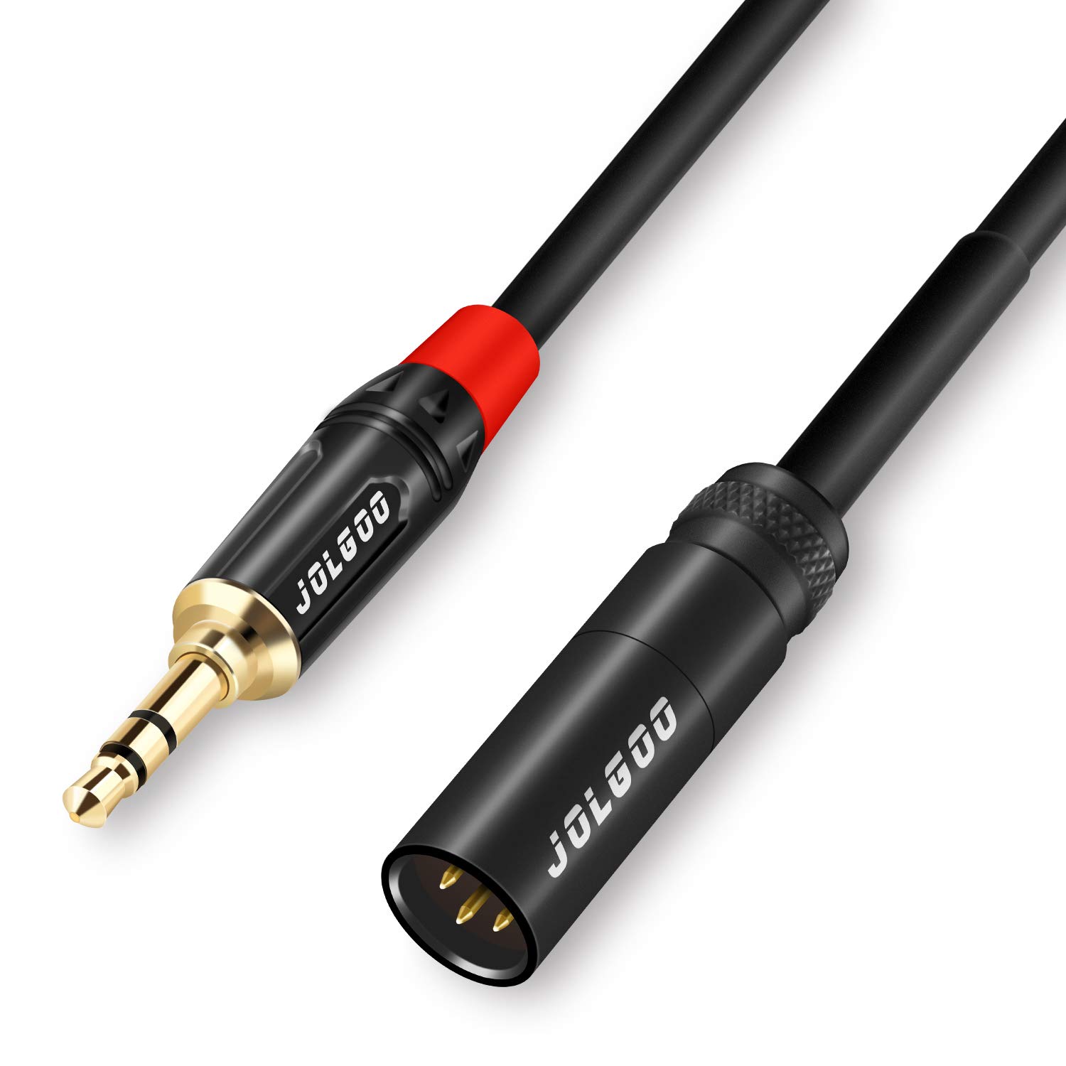 JOLGOO Mini XLR Male to 3.5mm Stereo Audio Plug Cable, 3-pin Mini XLR Male to 1/8" TRS Plug Cable, for BMPCC 4K Camera Video Assist 4K Sharp 8K, 6.6 Feet