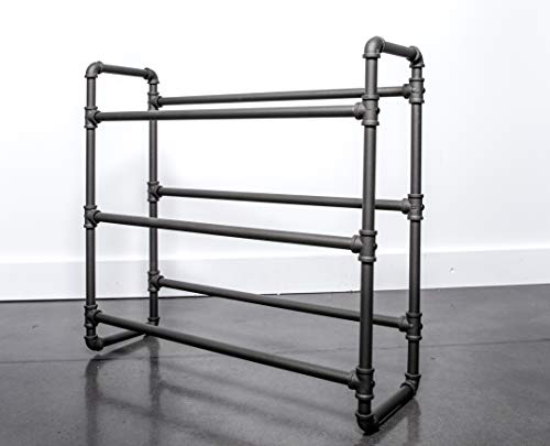 Real Home Innovations Modern Industrial Style 3 Tier Shoe Rack, 26.2β W x 8.2β D x 24βH, Satin Pewter