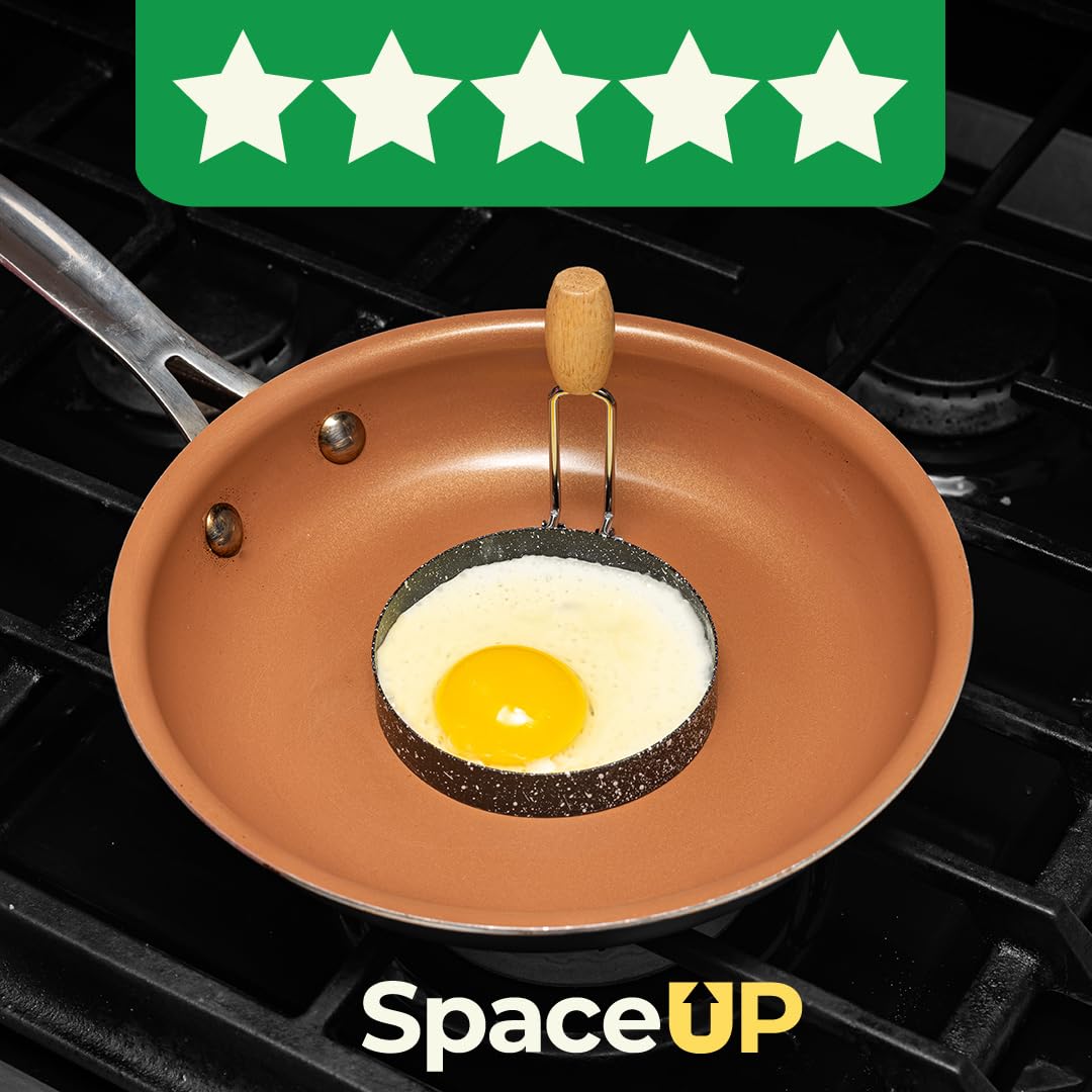 Egg Ring Four Pack Versatile Egg Cooker - Durable Egg Mold - Easy to Clean Egg Rings for Frying Eggs - Egg Shaper - Egg Rings by SpaceUp