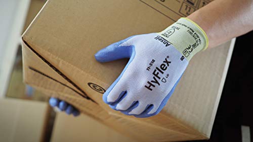 HyFlex 11-518 Cut Resistant Work Gloves for Men and Women in Nylon, Extra Thin, Working Glove for Mechanics, Automotive, Industrial or Home-improvement environment, Blue, Size Large (12 Pairs)