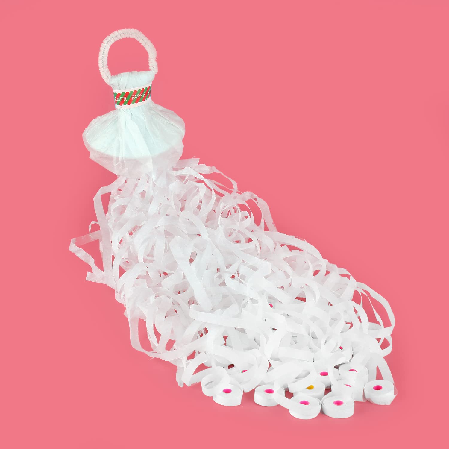BATTIFE 40Pack Streamers Poppers, White Hand Throw Confetti Poppers, No Mess Paper Crackers for Wedding Birthday Party Celebrations, White