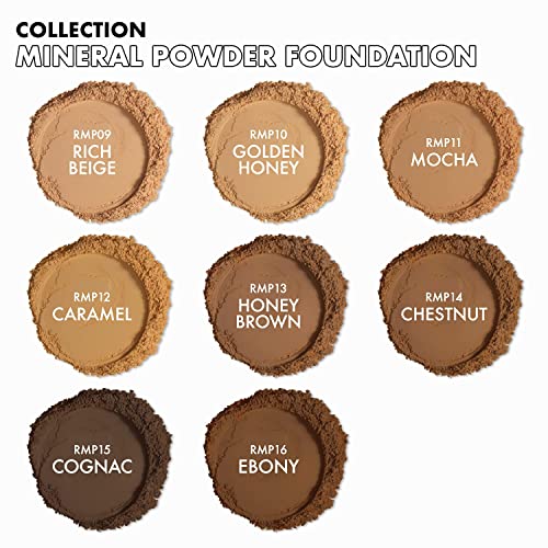 Ruby Kisses Mineral Pressed Powder Foundation, Medium to Full Coverage Natural Finish 0.35 Ounce (Chestnut)