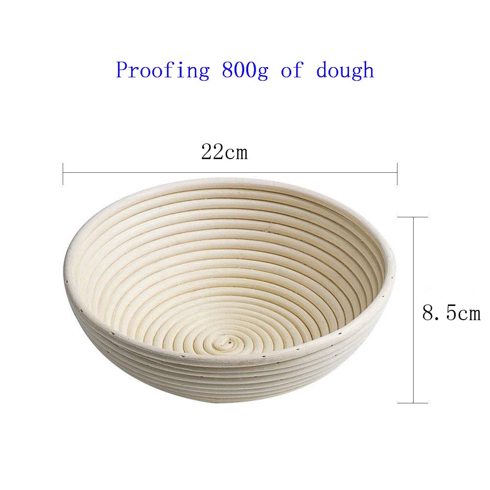 CANDeal Round 8 inch 22cm Banneton Proofing Basket Bread Proofing Rattan Bowl For 800g Dough with Free Liner