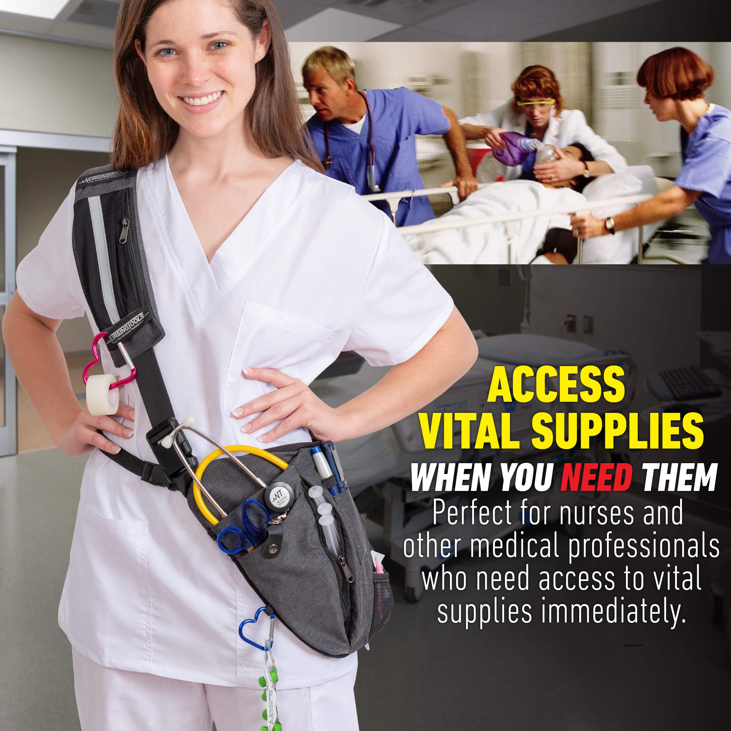 Crossbody Fanny Pack with Holder for Stethoscope, Tape, & Bandage Scissors - Storage for Emergency Supplies - Organizer Bag for Nurses, Student & Medical Professionals
