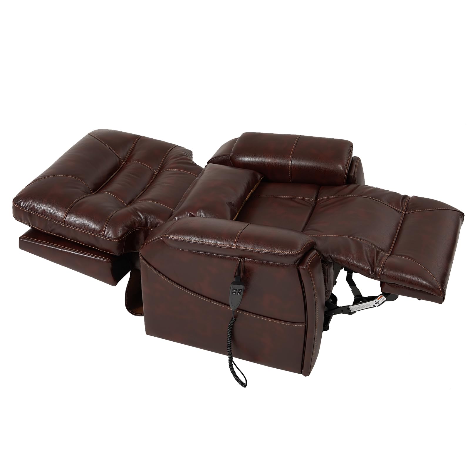 ASIMIL Large Power Lift Chairs Recliners for Elderly Dual OKIN Motor Infinite Position Ergonomics Sofa Lays Flat Chair,Hidden Cup Holder(Faux Leather,Red Brown