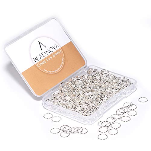 BEADNOVA 8mm Open Jump Rings Silver Jump Rings for Jewelry Making and Keychains (300Pcs)