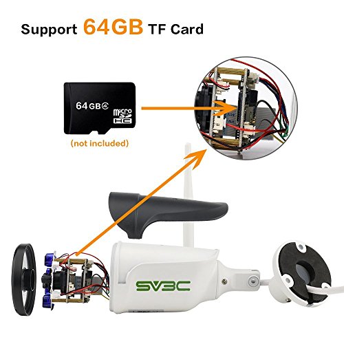 SV3C WiFi Camera Outdoor, IP Wireless 1080P Full HD Security Home Surveillance Camera, IP66 Waterproof, Night Vision, Motion Detection, Support Max 64GB SD Card(Not Included)