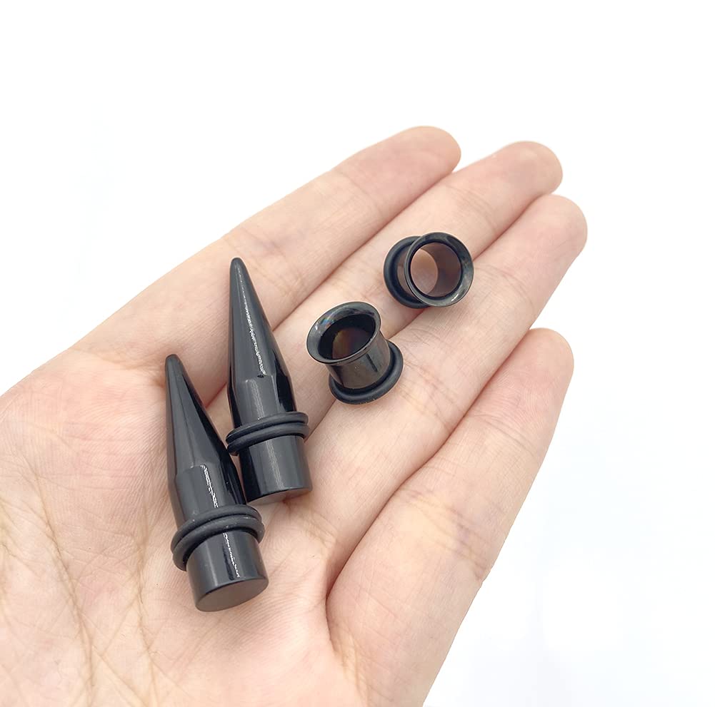 Bngukju Body Piercing Jewelry 1 Gauge Ear Stretching Kit 2 Acrylic Tapers & 2 Steel Tunnels 1G - 7mm