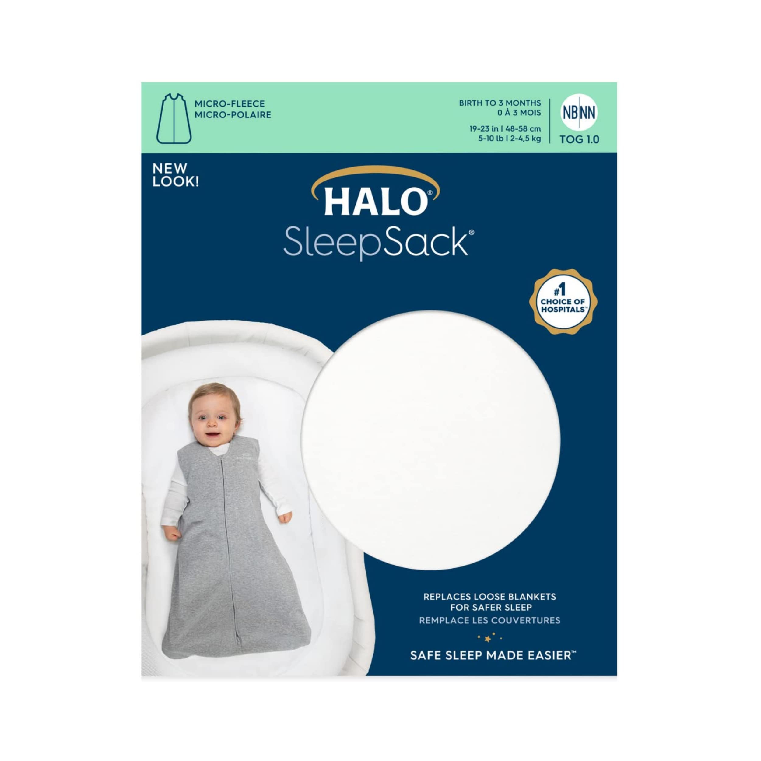 HALO Sleepsack Micro-Fleece Wearable Blanket, TOG 1.0, Cream, X-Large