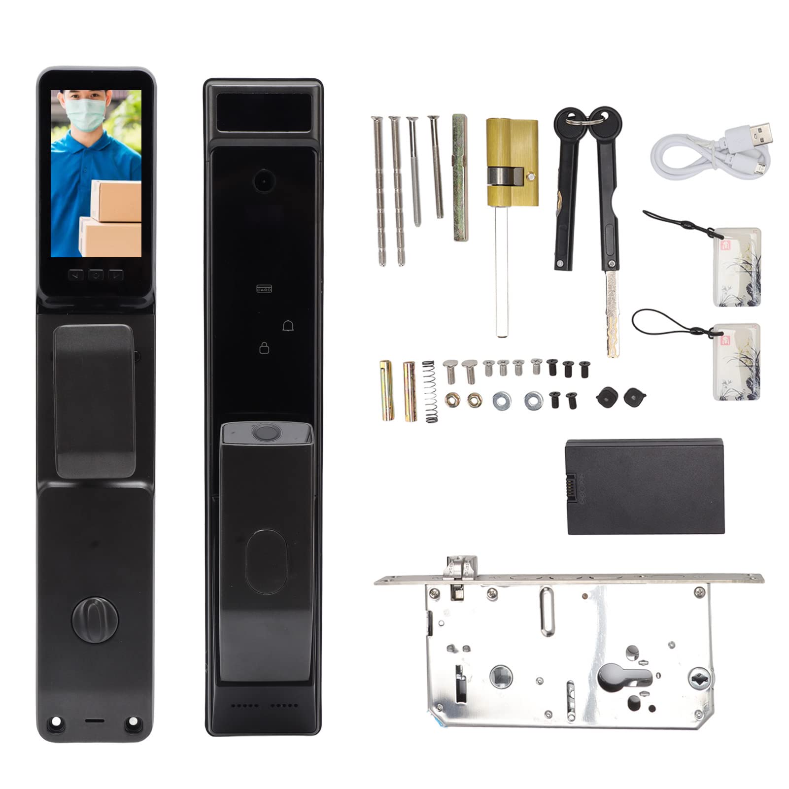 Asixxsix WiFi Smart Lock, Fingerprint Keyless Entry Door Lock App Remote Control Face Recognition Card Password Visual Viewer Electronic Deadbolt with Alarm Security Door Lock for Apartment