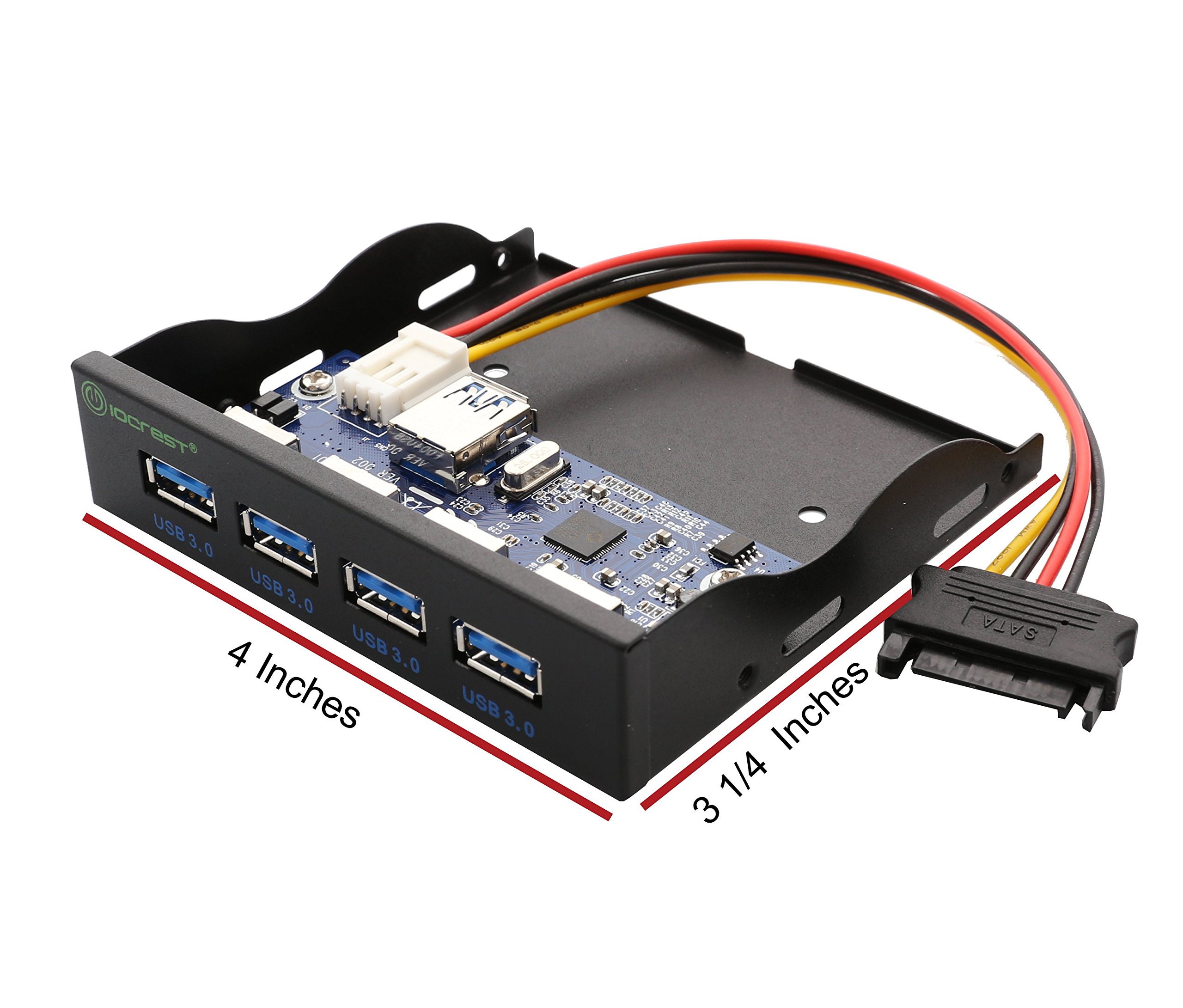 Syba Active 4 Port USB 3.0 Hub Panel for 3.5" Floppy Bay 19 Pin Header SATA Power SY-HUB20211