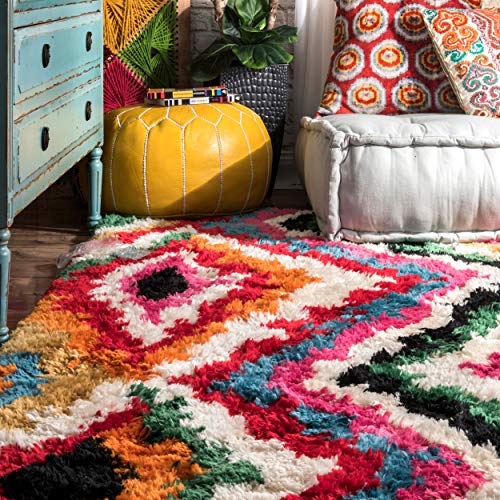 nuLOOM Handmade Carnival Abbey Shaggy Area Rug, 6' x 9', Multi