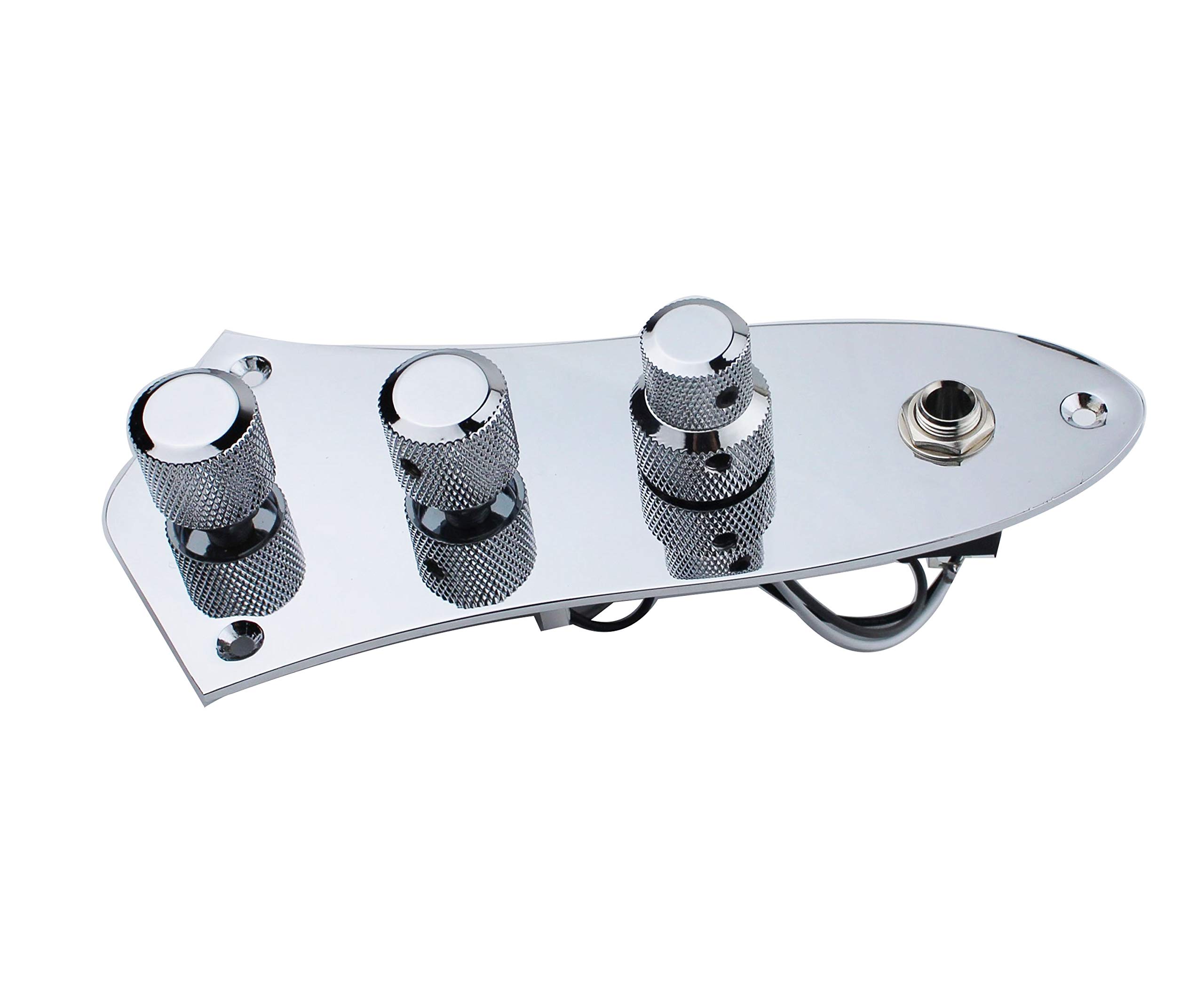 Guyker 2-Band Preamp/Tone Control with Adjustable Gain for JB Bass (with Jazz Bass Control Plate, Dome Control Knobs and Stacked Knob)