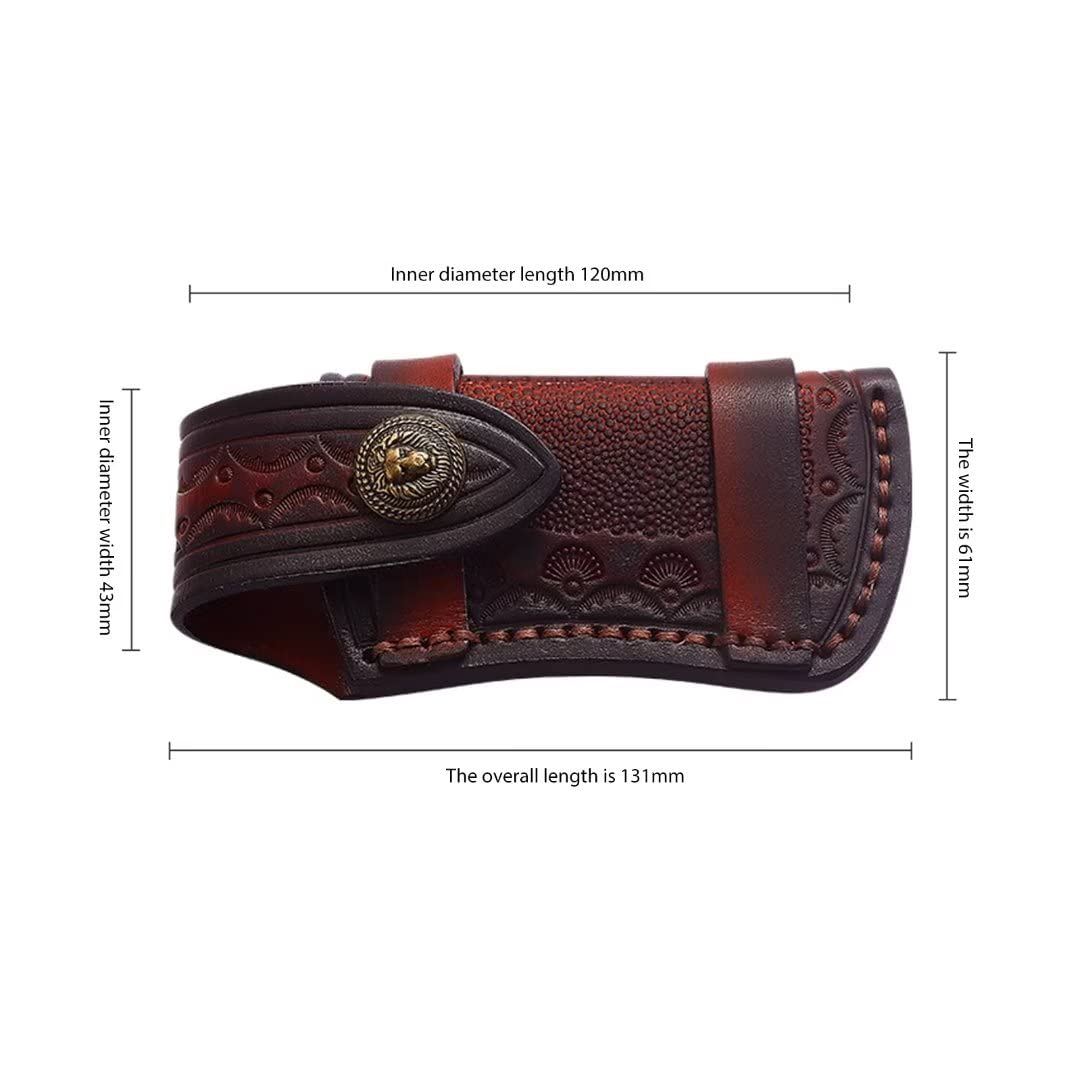 Jamal New Hand Made Carved Cow Leather Sheath for Folding Knife Cover Pouch Belt Clip Made of Leather and Brass