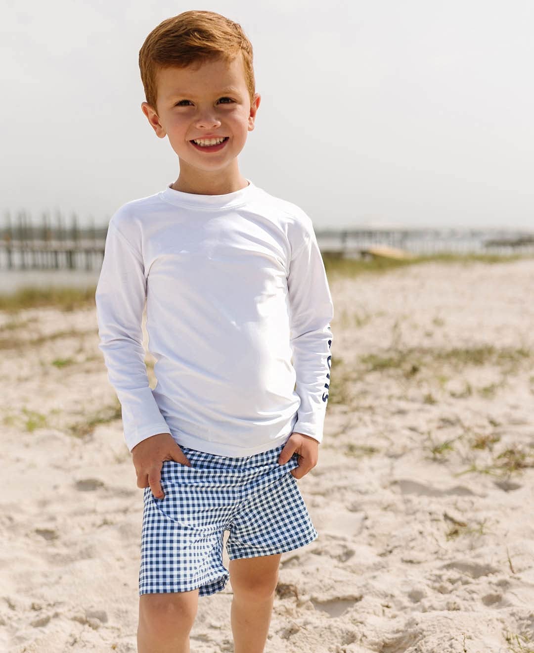 RUGGEDBUTTS® Baby/Toddler Boys White Long Sleeve Rash Guard - 18-24m
