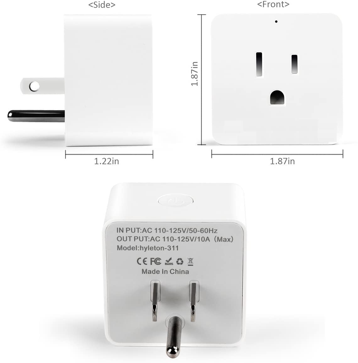 Seamless Home Automation Smart Plug β 3-Prong Grounded Outlet, Remote Control for Electrical Devices, Compatible with Alexa and Google Home, Effortless Convenience, Pack of 4