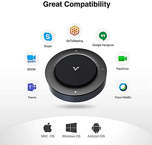 AV Access USB Speakerphone Full-Duplex Audio, with 4 Mics Beamforming, 5 Meters 360 Voice Pickup, Loud and Echo Cancellation, Computer Microphone Speaker for Skype Zoom Conference