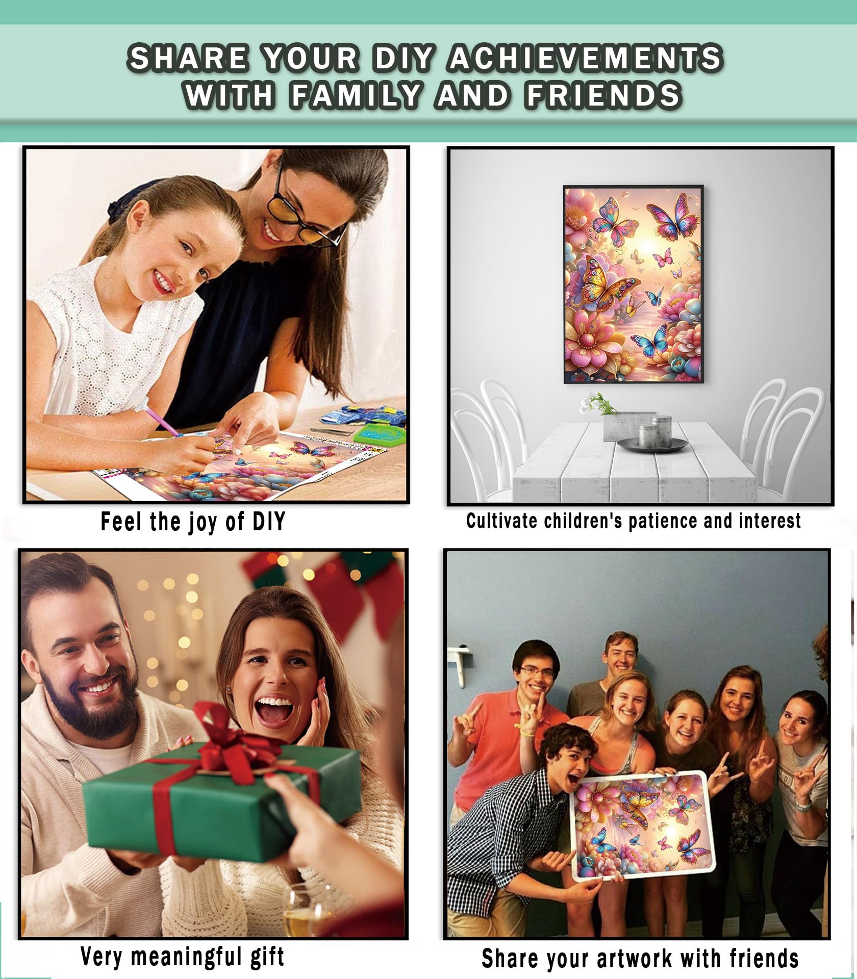 CEUHROG 5D Diamond Painting Kits for Adults, Butterflies Diamond Art Kits for Adults Beginners, DIY Full Drill Crystal Gem Art for Home Wall Decor 12 x 16 Inch