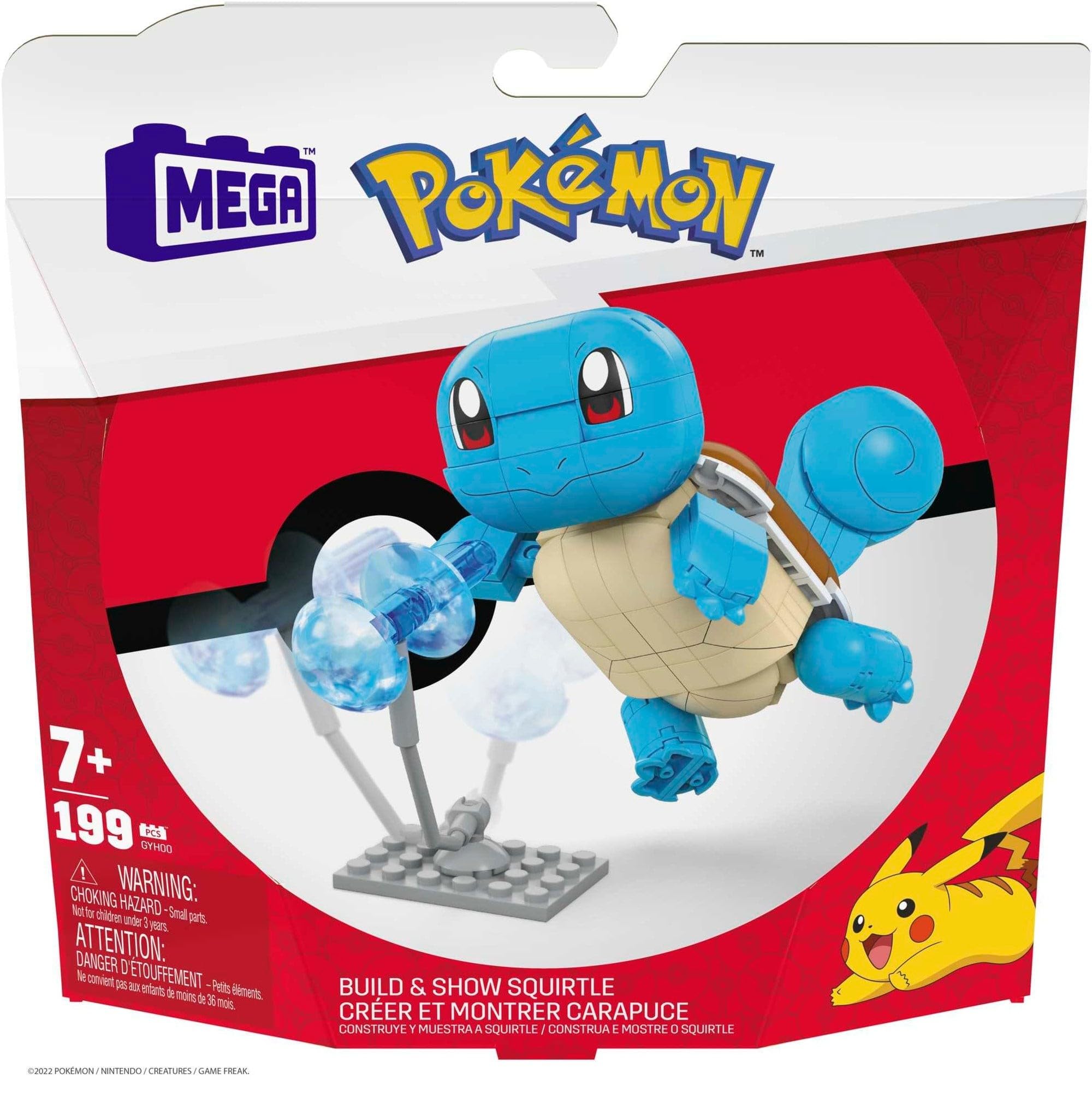 Mega Pokémon Building Toys Set Build & Show Squirtle with 199 Pieces, Articulated and Poseable, 4 Inches Tall, for Kids