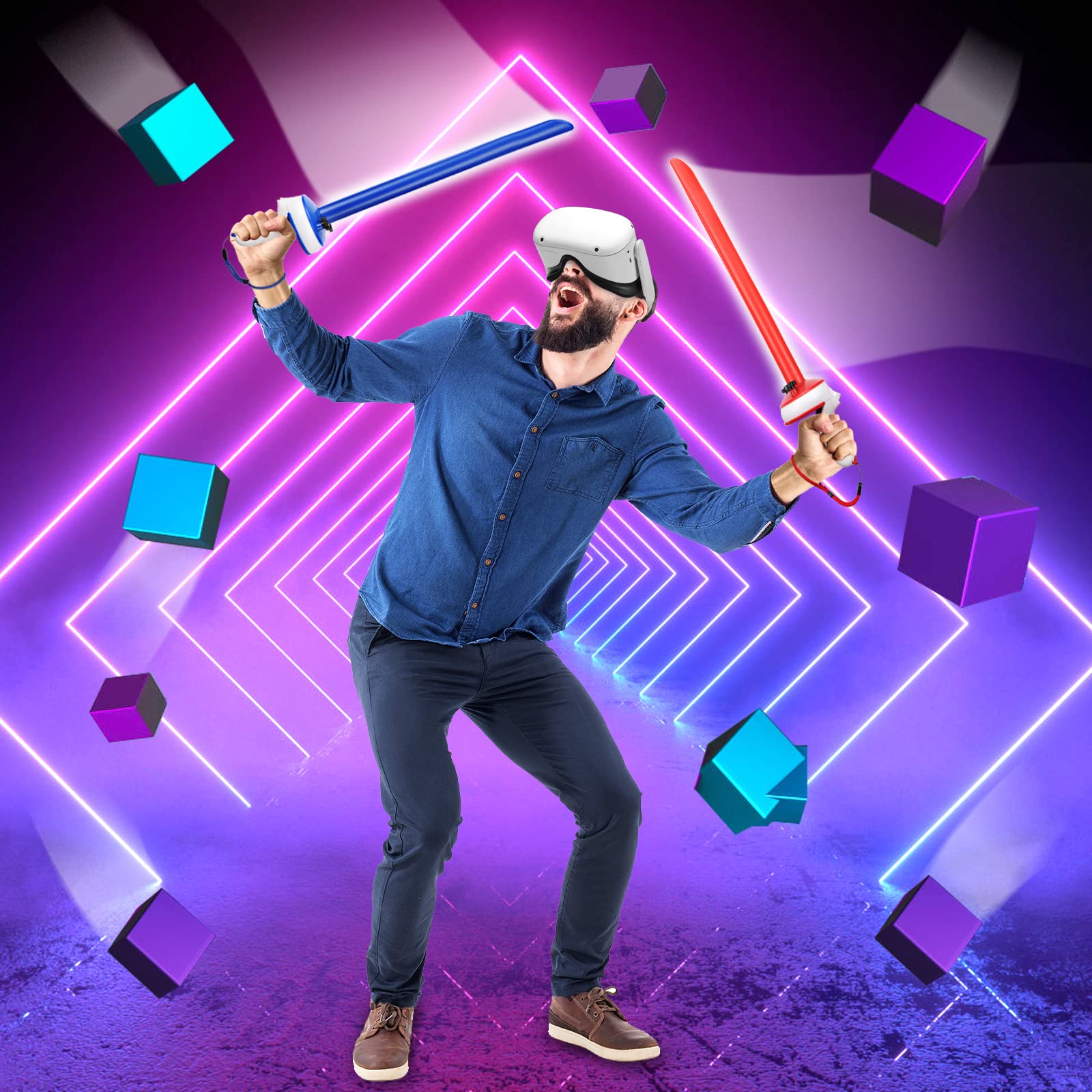 Beat Saber Handles Controller Grips with Silicone Hand Backstrap for Oculus Quest 2 VR Workout Supernatual Jedi Training Sport Games by X-super Home