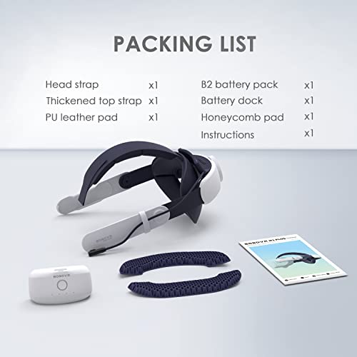 BOBOVR M1 Plus Head Strap with Battery,Compatible with Meta Quest 2,Elite Strap for Enhanced Support and 5200mah Hot-swappable Battery Pack Design