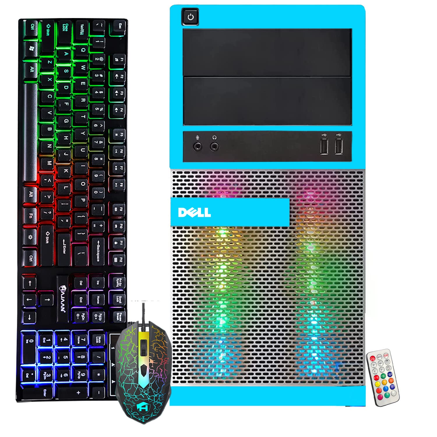 Dell Custom Built LED Lights PC OptiPlex Tower Computer Intel i5 Quad-Core Processor 3.2 GHz 16GB DDR3 RAM 512GB Solid State Drive (SSD) Windows 10 & Wi-Fi (Renewed)